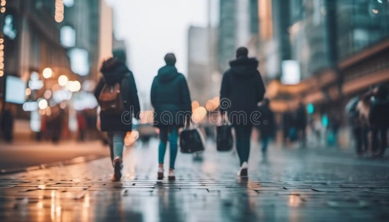 Blurred People in Motion in the Street Stock Illustration ...