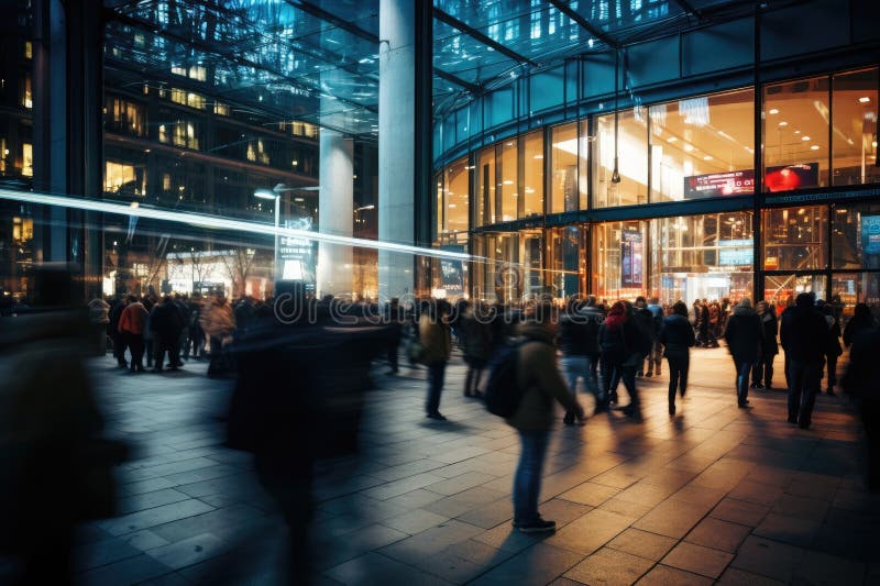 Blurred People Walking in Modern City. by Generative AI Stock ...