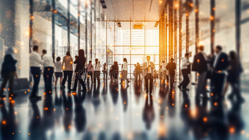 Blurred People Walking through a Modern Office Stock Photo - Image of ...
