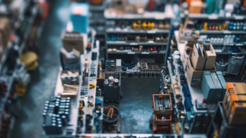 Blurred Perspective of Hardware Aisle Filled with Building Materials ...