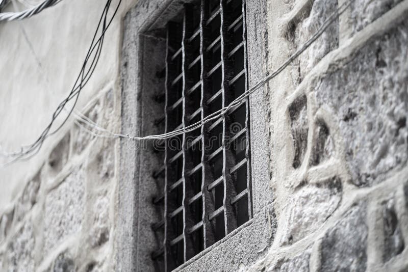 Rustic Iron Window Frame of Ancient Jail. Stock Image - Image of house ...