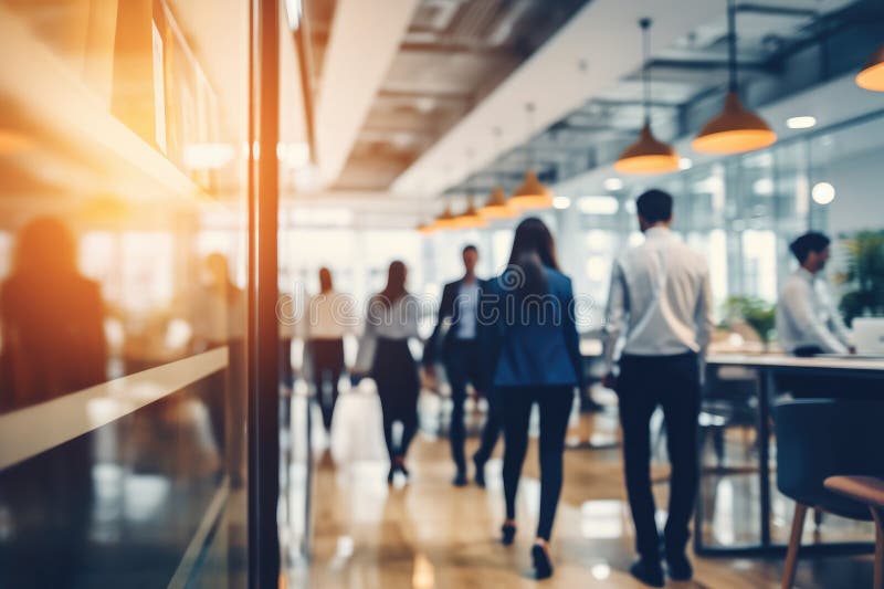 Blurred Picture of Business People Walking and Standing in an Office ...