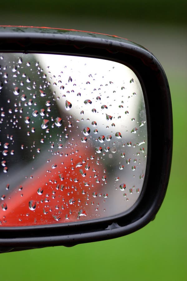 Blurred, Rain Drops on a Car Rear Mirror Stock Image - Image of ...