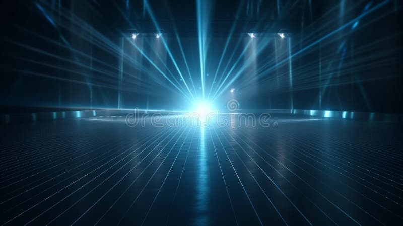 Blurred Rays of Light on the Disco Floor White Blue Neon Searchlight ...