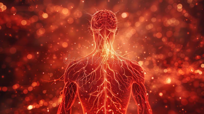Blurred Red Background of Human Nervous System Stock Illustration ...