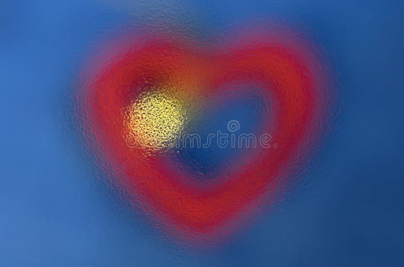 Blurred Red Heart on Blue Background. Valentine`s Day Stock Photo ...