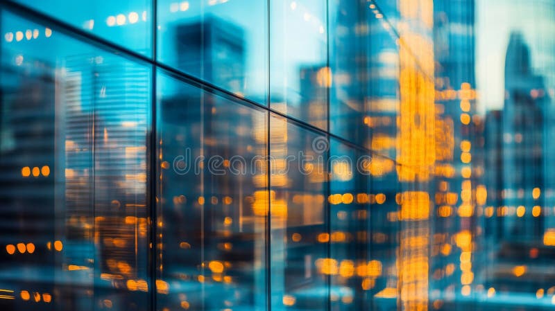 Blurred Reflection of Cityscape in Glass Building Facade Stock ...