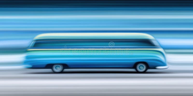Blurred Retro Van on Open Road Capturing Speed and Motion Stock ...