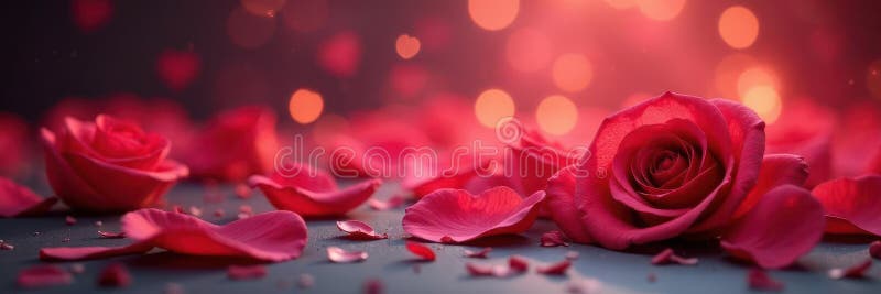Blurred Rose Petals and Glowing Bokeh, Dreamy Valentine S Backdrop ...