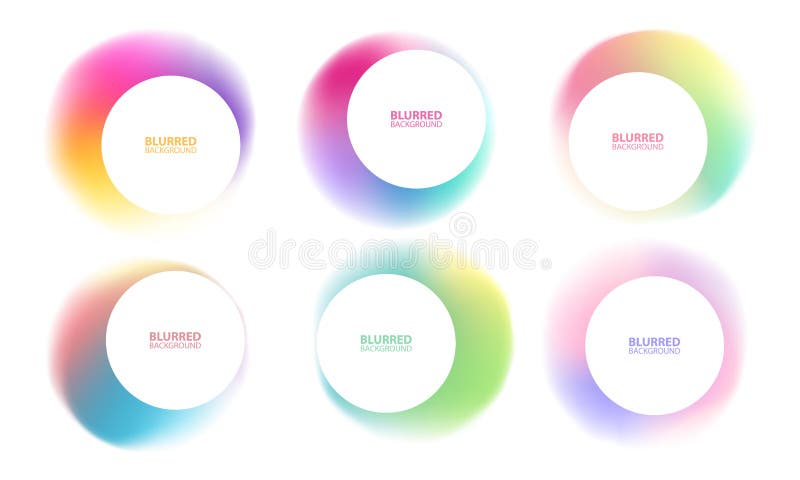 Blurred Round Shapes and White Circles. Set of Abstract Backgrounds ...