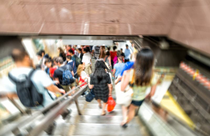 Blurred Scene of Fast Moving Crowd in Subway Station Stock Image ...