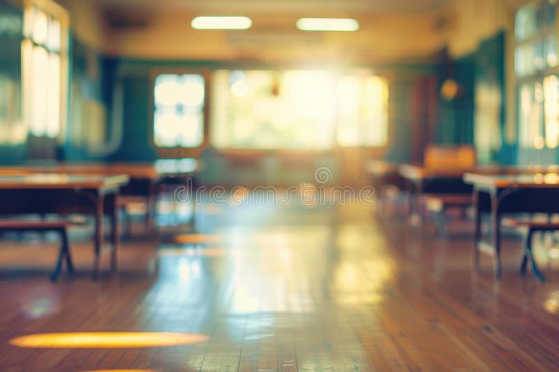 Blurred School Classroom Background, Soft Abstract Focus on Desks and ...