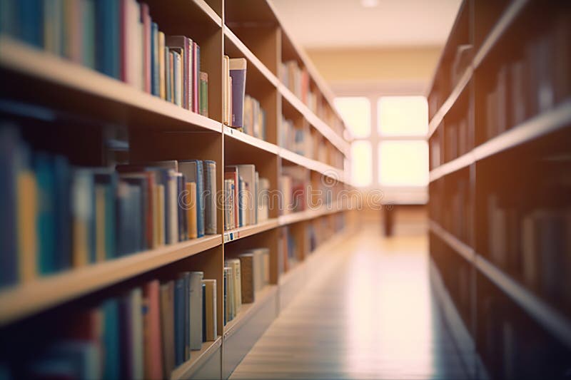 Blurred Serenity Abstract Empty College Library Interior. Created with ...