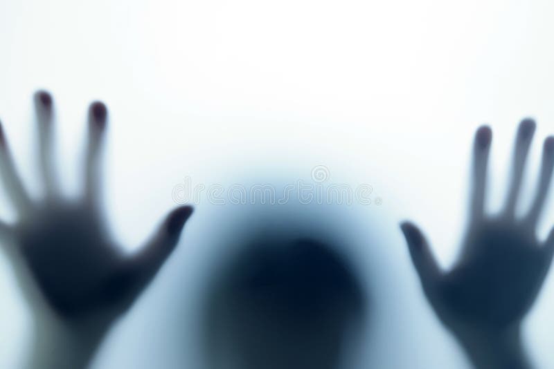 Blurred Shadow in Blue Light Outside the Door. the Concept of ...