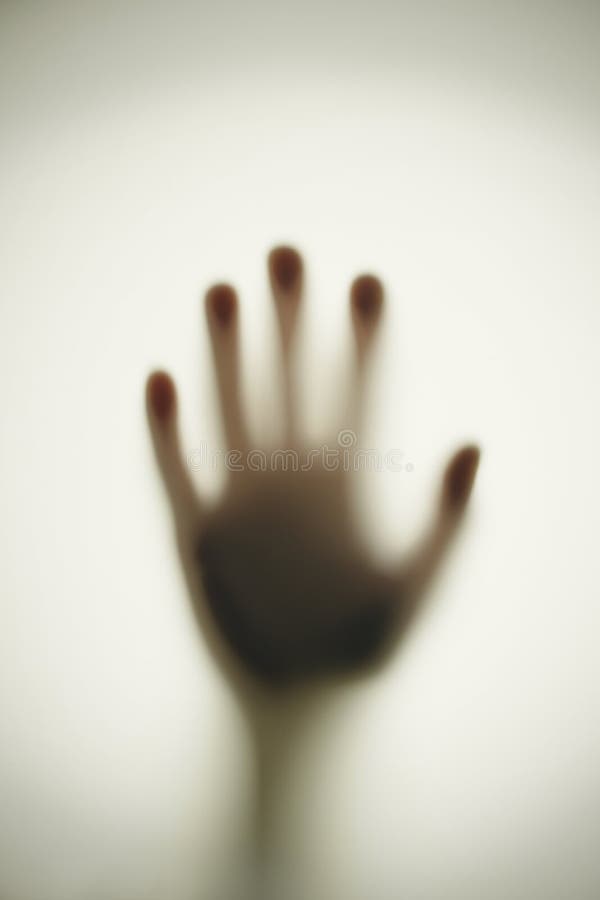 Blurred Shadow of Hand Behind Glass, Concept of Nightmare, Crazy People ...