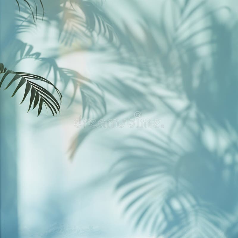 Blurred Shadow from Palm Leaves on the Light Blue Wall Stock Image ...