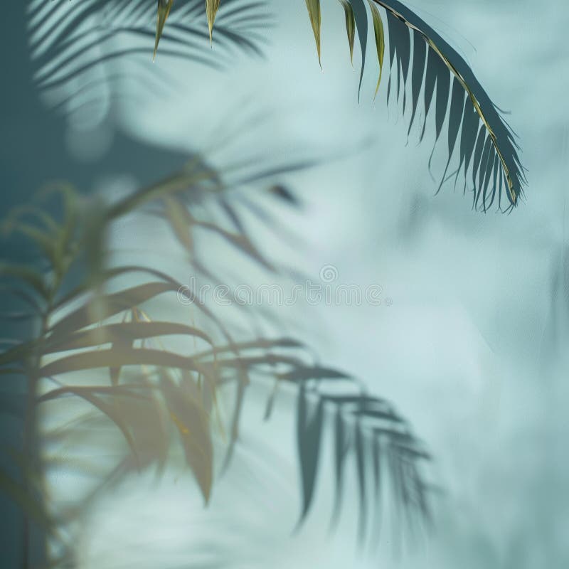 Blurred Shadow from Palm Leaves on the Light Blue Wall Stock Photo ...