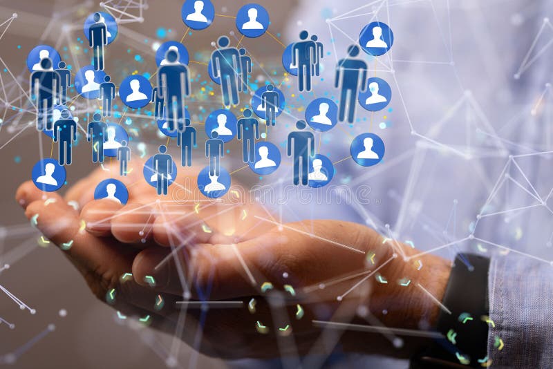 Blurred Shot of a Man Touching 3d Rendered Icons Shows the Concept of ...