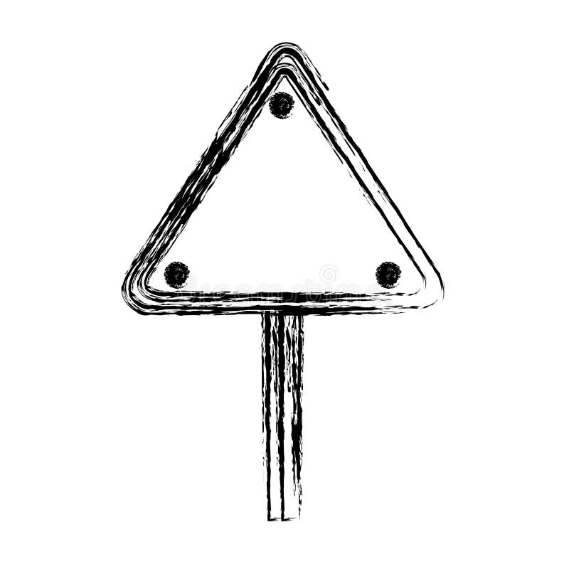 Blurred Silhouette Triangle Shape Traffic Sign with Base Pole Stock ...