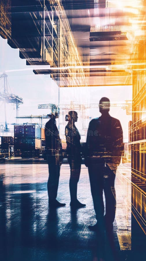 Blurred Silhouettes Collaborating in a High-tech Logistics Office ...