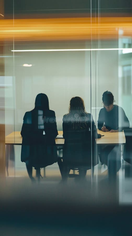 Blurred Silhouettes of Diverse Team Members Collaborating in a Modern ...
