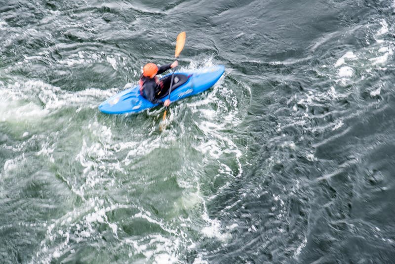 Blurred Slow Shutter Speed Shot of a Canoe Driver with Copy Space Stock ...