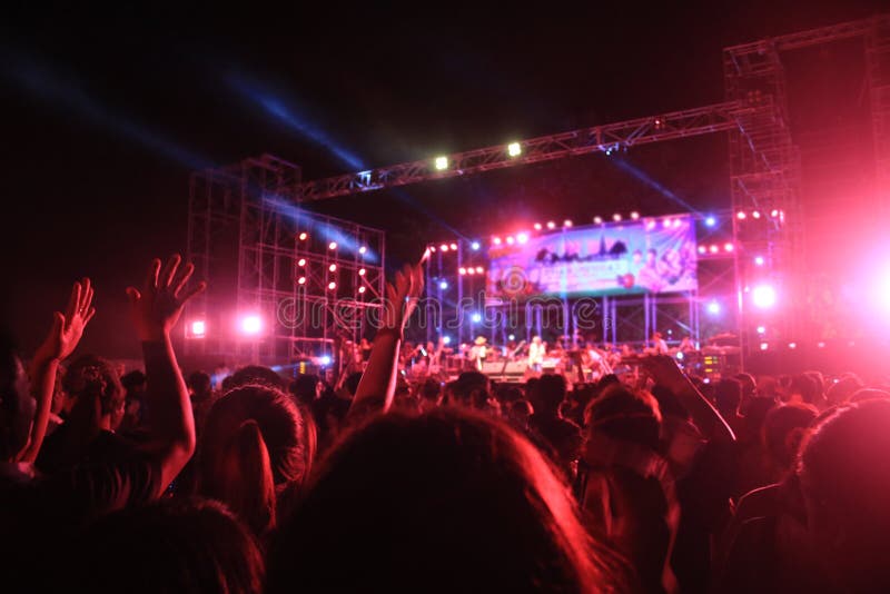 Blurred Stage with Concert Crowd with Light Stock Photo - Image of ...