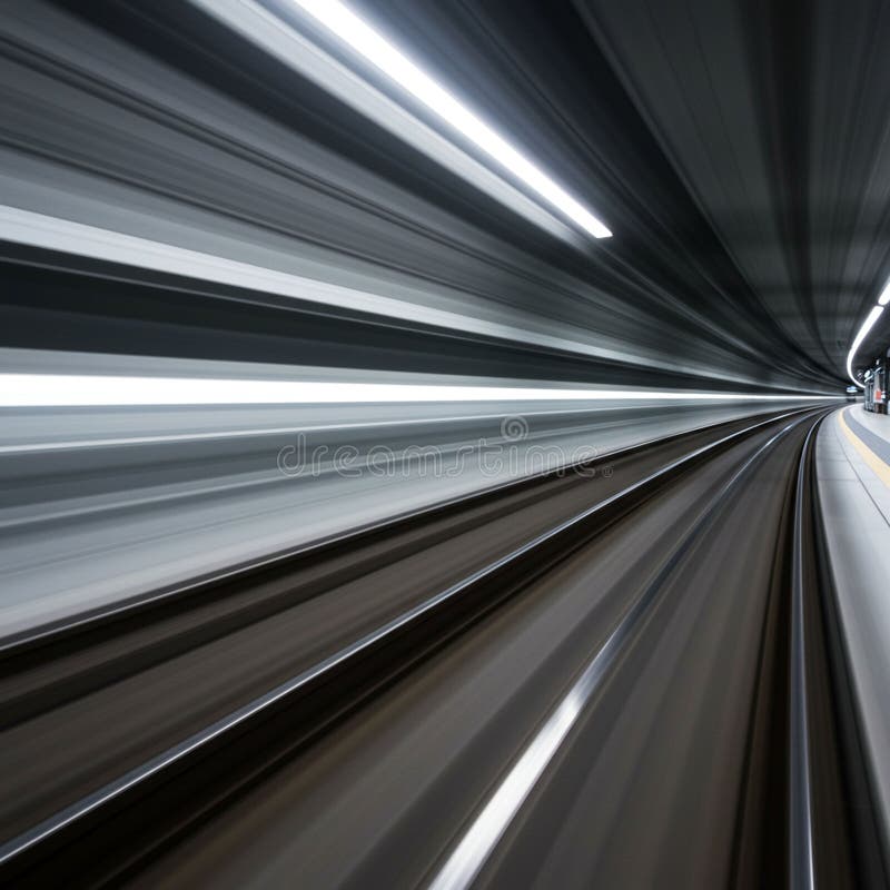 Blurred Subway Tunnel with Two Parallel Train Tracks Creates a Dynamic ...