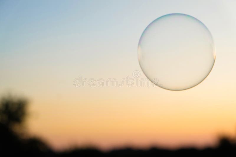 Blurred Sunset Sky Background with Soap Bubble Stock Photo - Image of ...