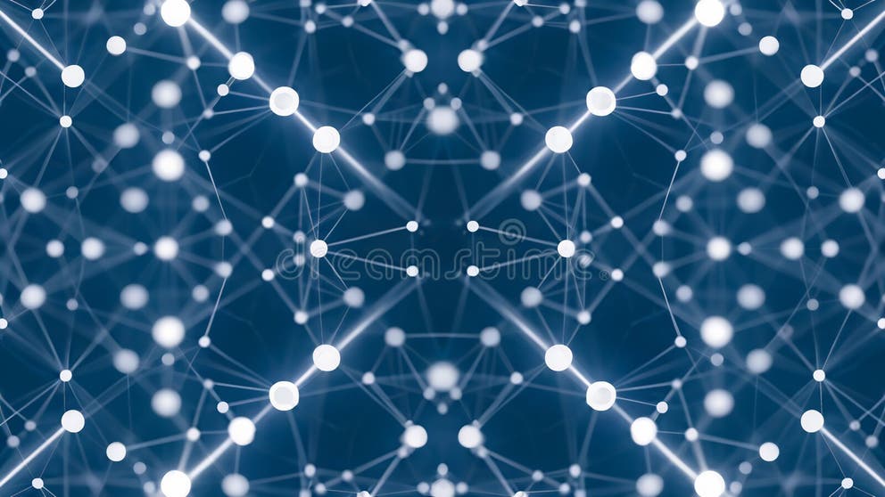 Blurred Symmetrical Abstract Lines and Dots Connected Network ...