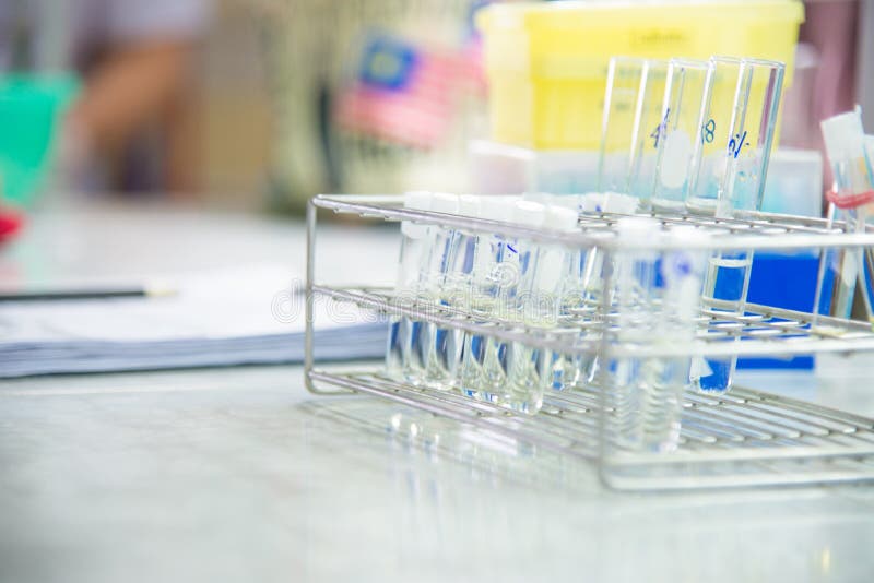Blurred Test Tube in White Laboratory. Stock Photo - Image of equipment ...