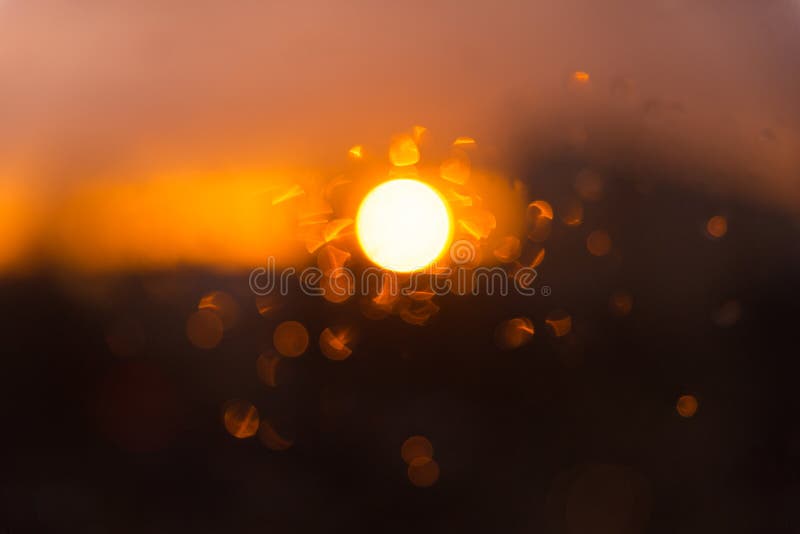 Blurred Texture. Sunset after the Rain through the Glass Stock Photo ...