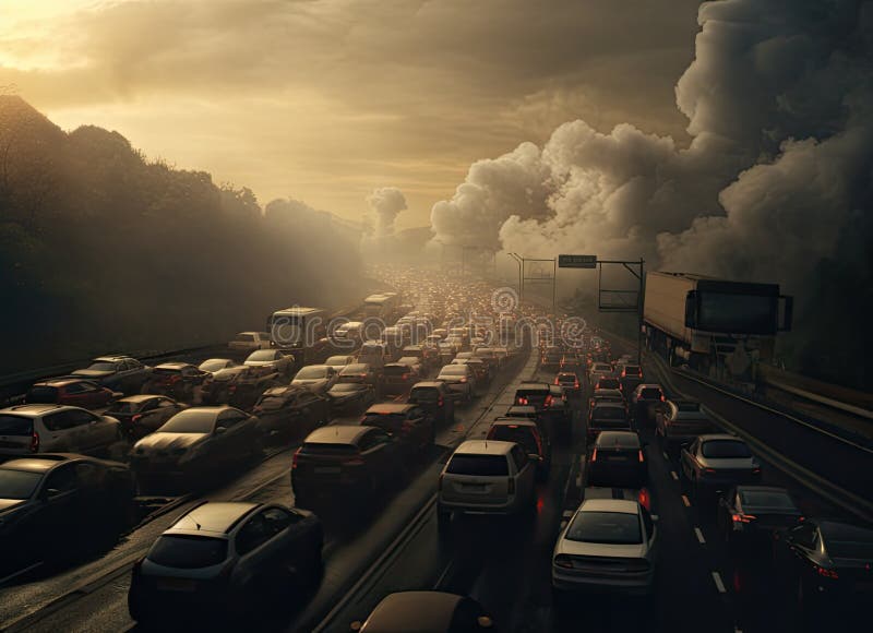 Blurred Traffic Jam in Bangkok Road with Sunlight. Created with ...