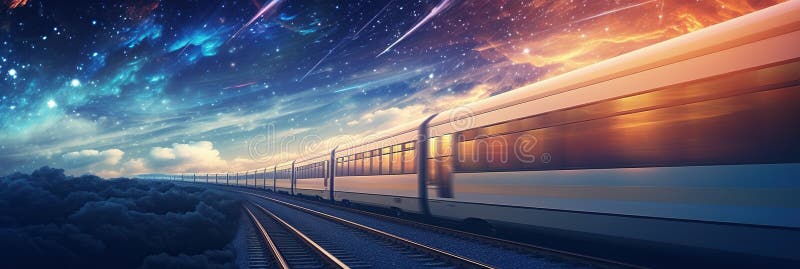 Blurred Train Riding through Stars, Concept of Galactic Motion, Created ...