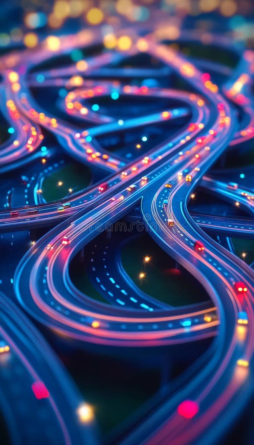 Blurred Transportation Network, Colorful Pathways, Roads, and ...