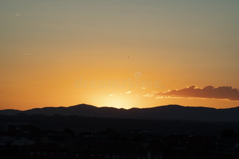 Blurred Twilight Sky, Golden Hours Gradient Background. Mountains ...