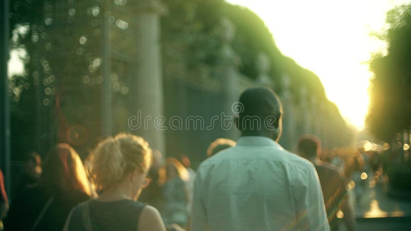 Blurred Unidentified People Walk at Summer Sunset Stock Photo - Image ...