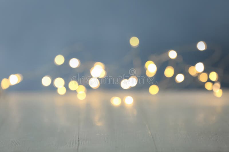 Blurred View of Beautiful Lights on Light Table, Space for Text Stock ...