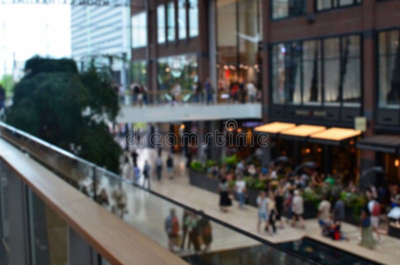 Blurred View of Big Shopping Mall with Many Stores Stock Image - Image ...