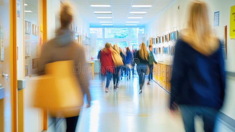 Busy School Hallway