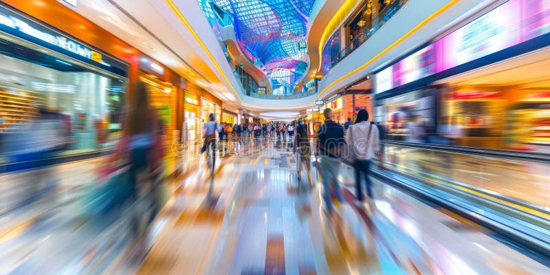 Blurred View of a Busy Shopping Mall. Abstract Shopping Experience ...