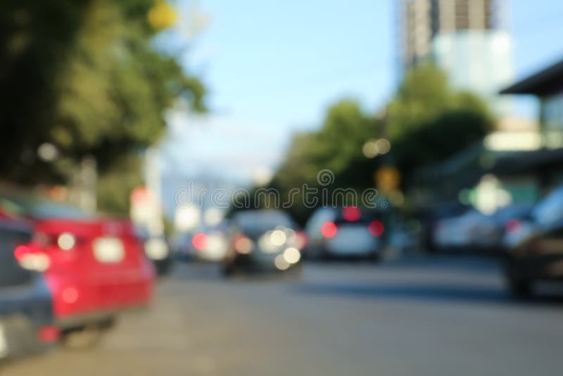 Blurred View of Cityscape with Cars on Road. Bokeh Effect Stock Photo ...