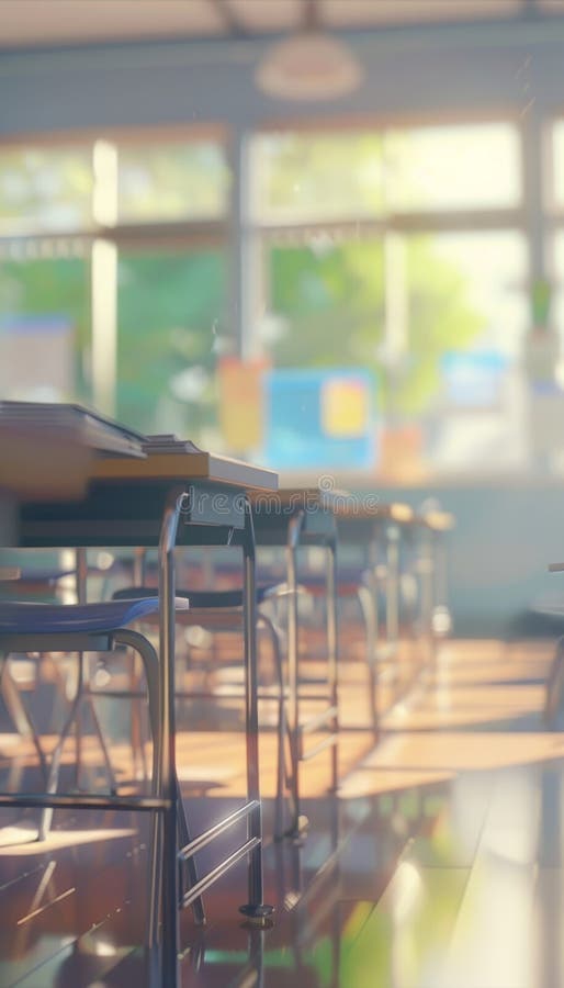 Blurred View of an Empty Elementary School Classroom, Evoking Nostalgia ...