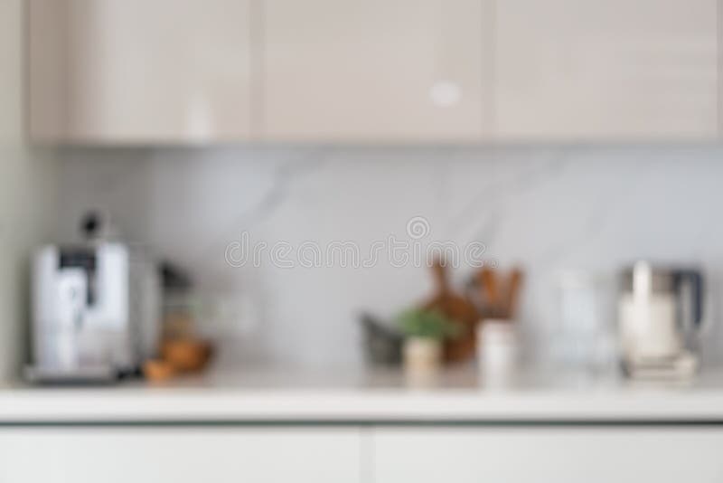 Blurred View of Modern Kitchen Stock Photo - Image of house, blurry ...