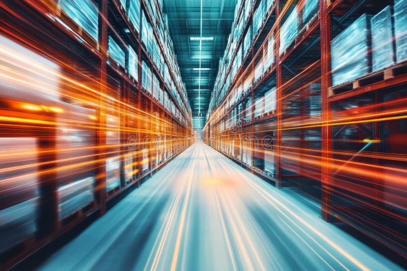 Blurred View of a Modern Warehouse Representing Cloud Storage ...