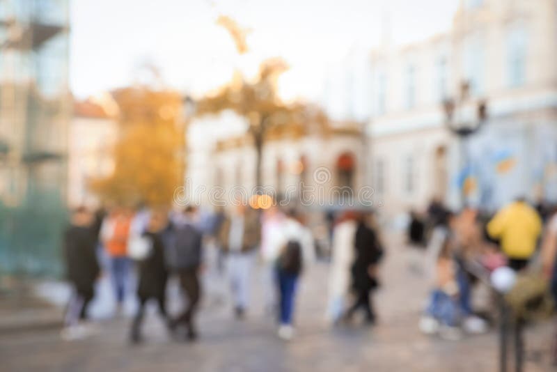 Blurred View of People Walking on City Street Stock Photo - Image of ...