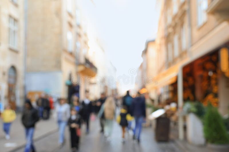 Blurred View of People Walking on City Street Stock Photo - Image of ...
