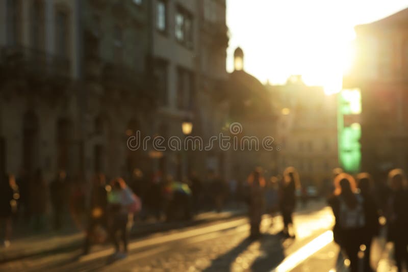 Blurred View of People Walking on City Street Stock Image - Image of ...