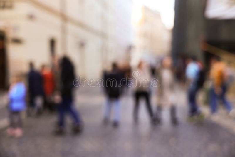 Blurred View of People Walking on City Street Stock Image - Image of ...