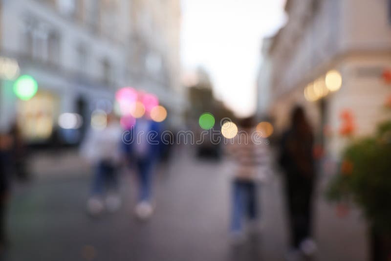 Blurred View of People Walking on City Street Stock Image - Image of ...